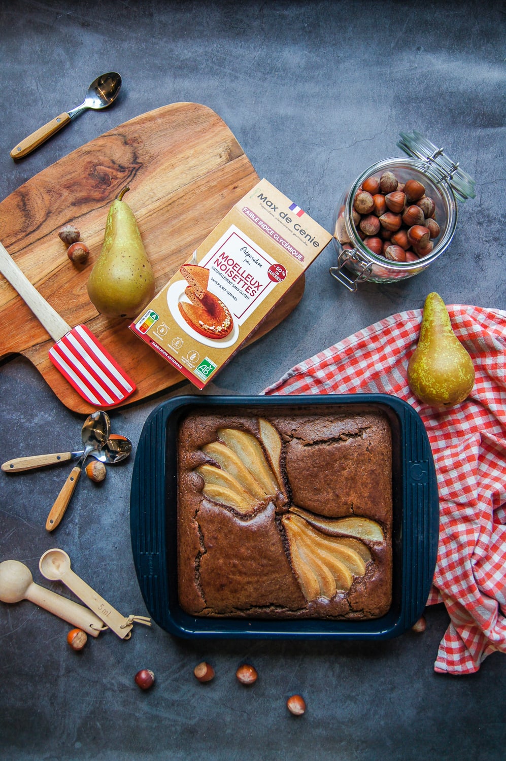 Recette de moelleux noisettes IG bas à la poire - Max de Génie